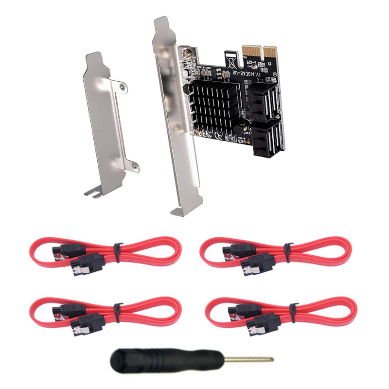 SATA Card 4 Ports with 4 SATA Cables 6Gbps SATA 3.0 Controller PCI ...