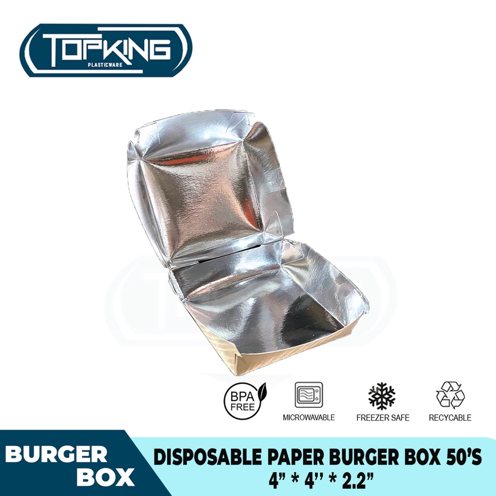 TOPKING DISPOSABLE SILVER BURGER BOX 50PCS / PACK | Lazada PH