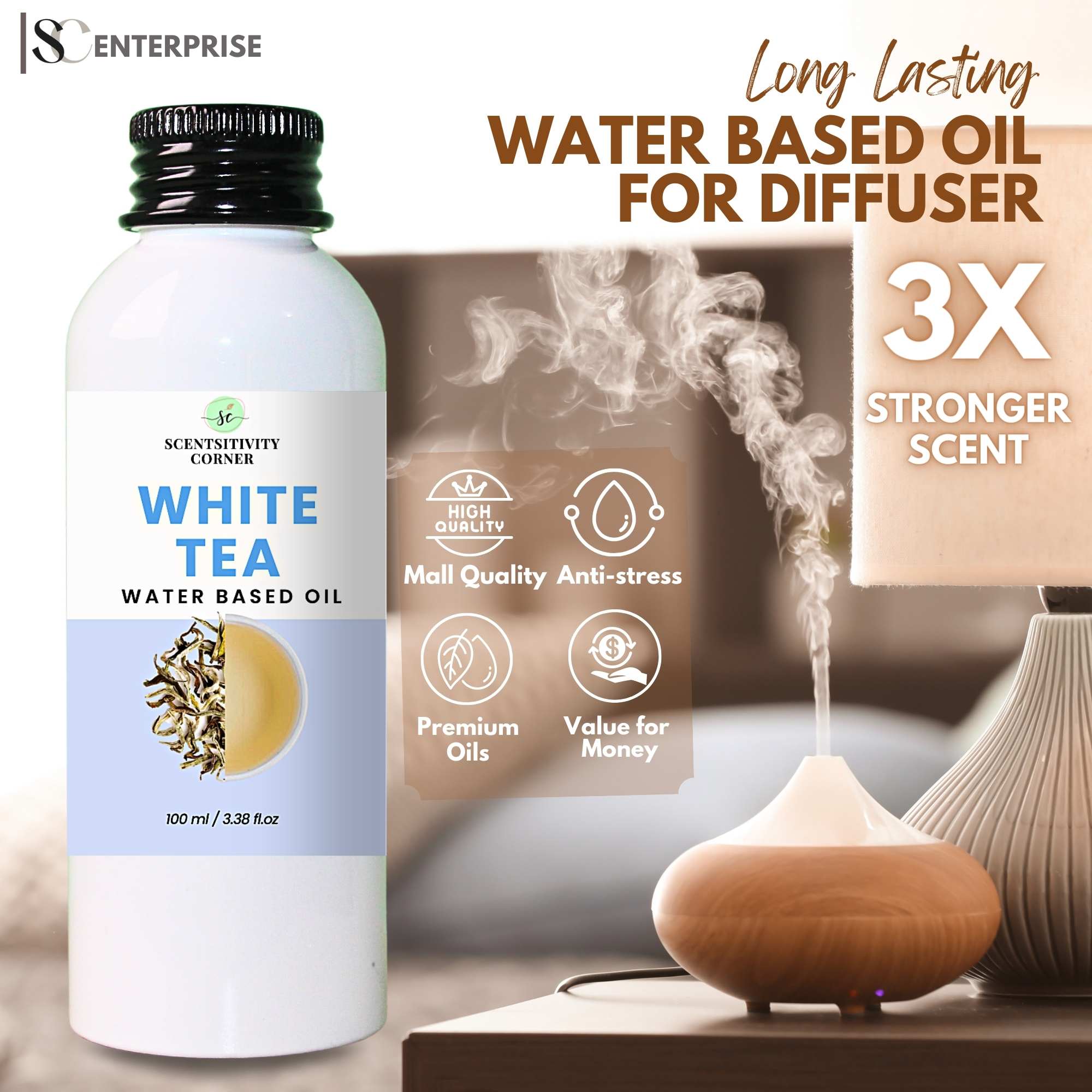 WHITE TEA Essential Oil for Humidifier Scent Water Based Aromatherapy ...