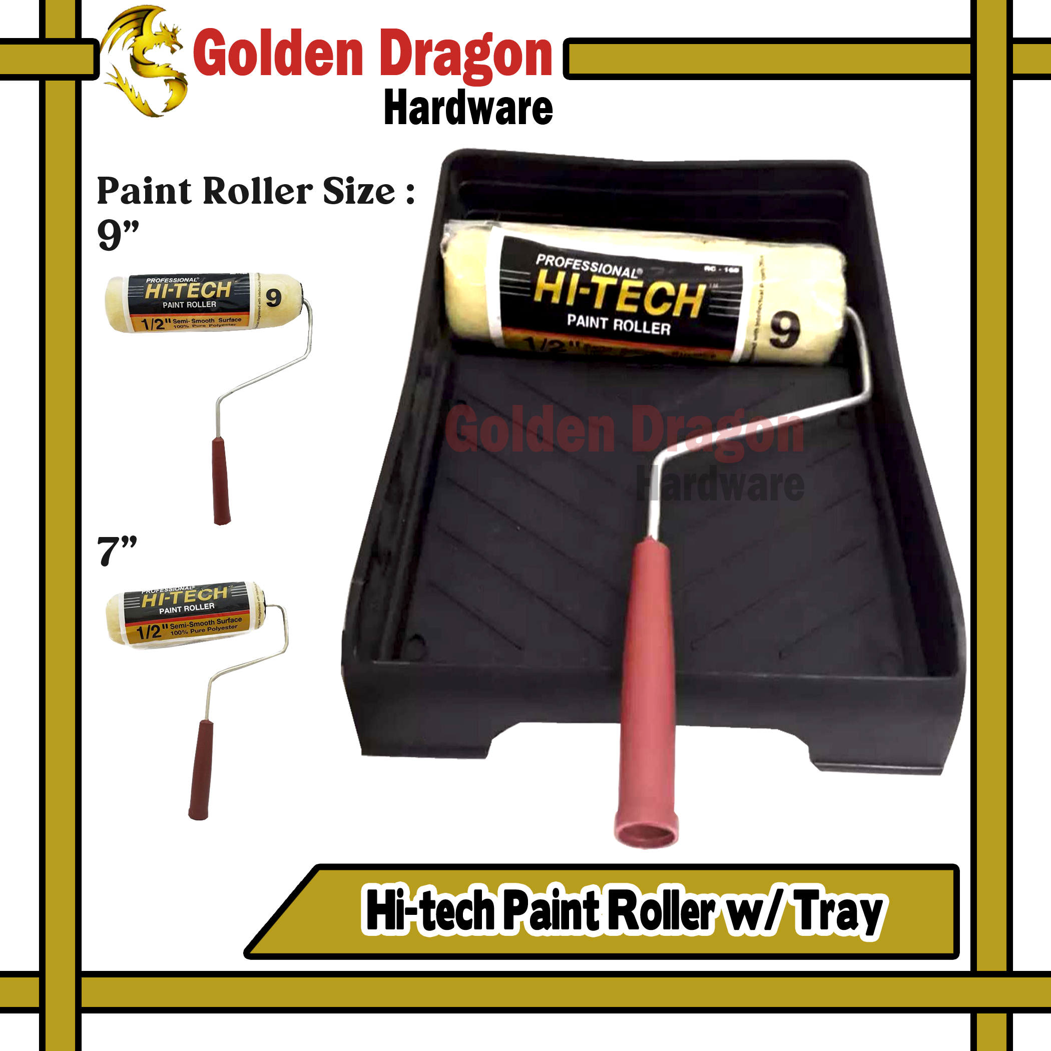 hitech paint roller brush 7, 9 inches with tray | Lazada PH