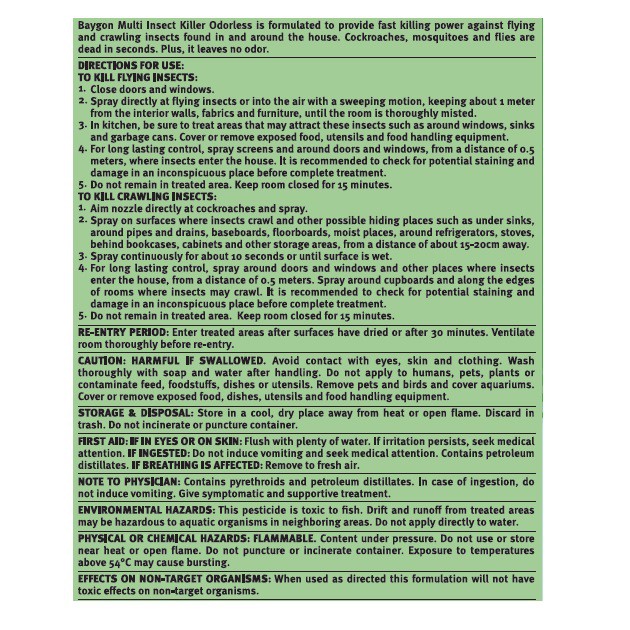 Baygon Multi Insect Killer Odorless 500mL durable | Lazada PH