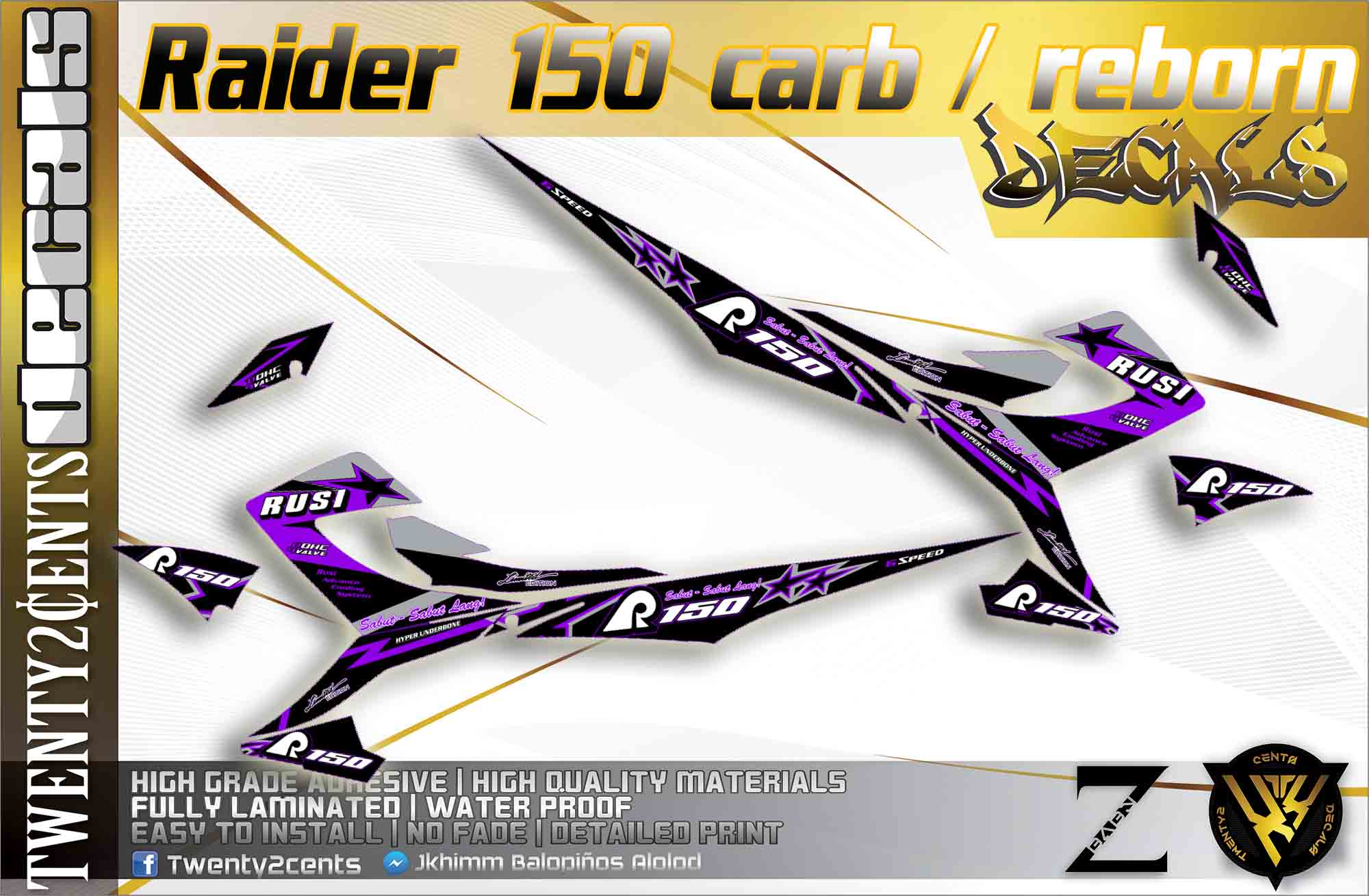 High-Quality Decals and Stickers for suzuki Raider 150 Reborn / Carb ...