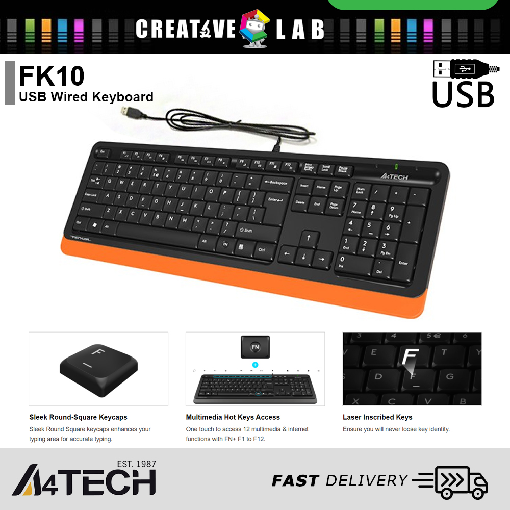 ORIGINAL A4TECH Fstyler Sleek Multimedia Comfort USB Keyboard (FK10 ...