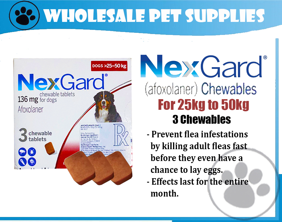 NexGard Afoxolaner for Dogs (RED - 25kg to 50kg) | 1 Box (3pcs) | Lazada PH