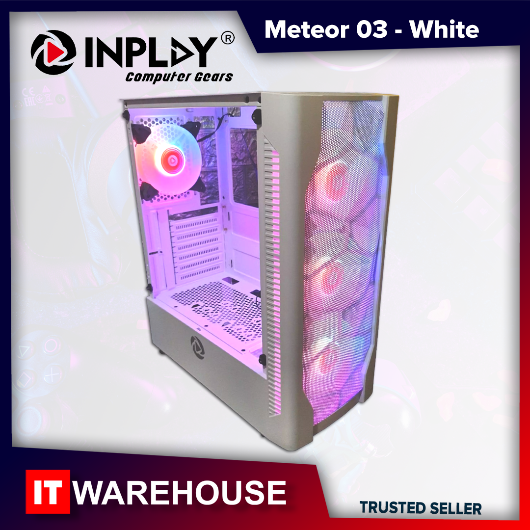 Inplay Meteor 03 - ATX Tempered Glass PC Case - Polygonal Mesh front ...