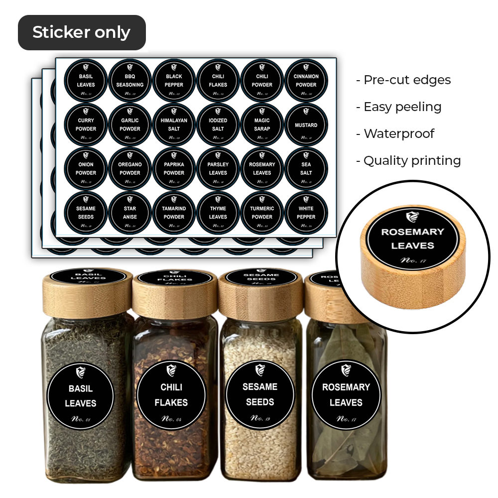 24pcs Sticker Spice Label Stickers Waterproof Quality Printing Spices ...
