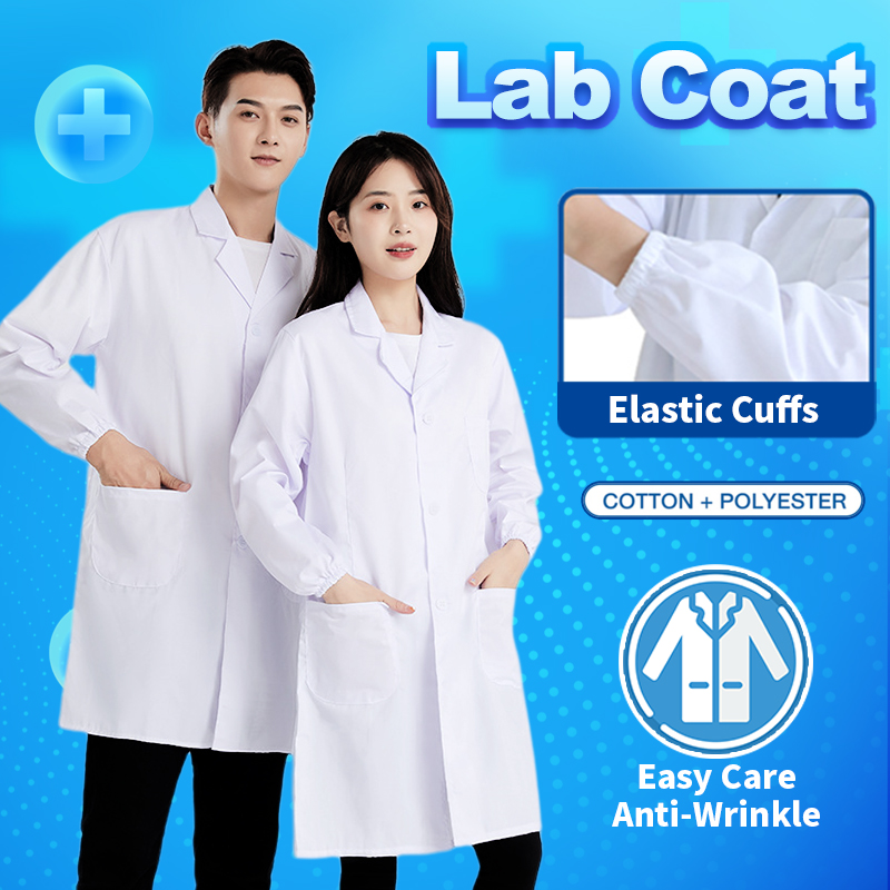Unisex Lab Gown For Laboratory Long Sleeve Doctors Coat Lab Gown For ...