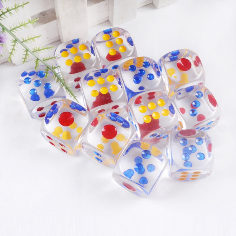 25mm Jumbo Dice with Colored Dots,6-Sided Transparent Dice,Fun Six ...