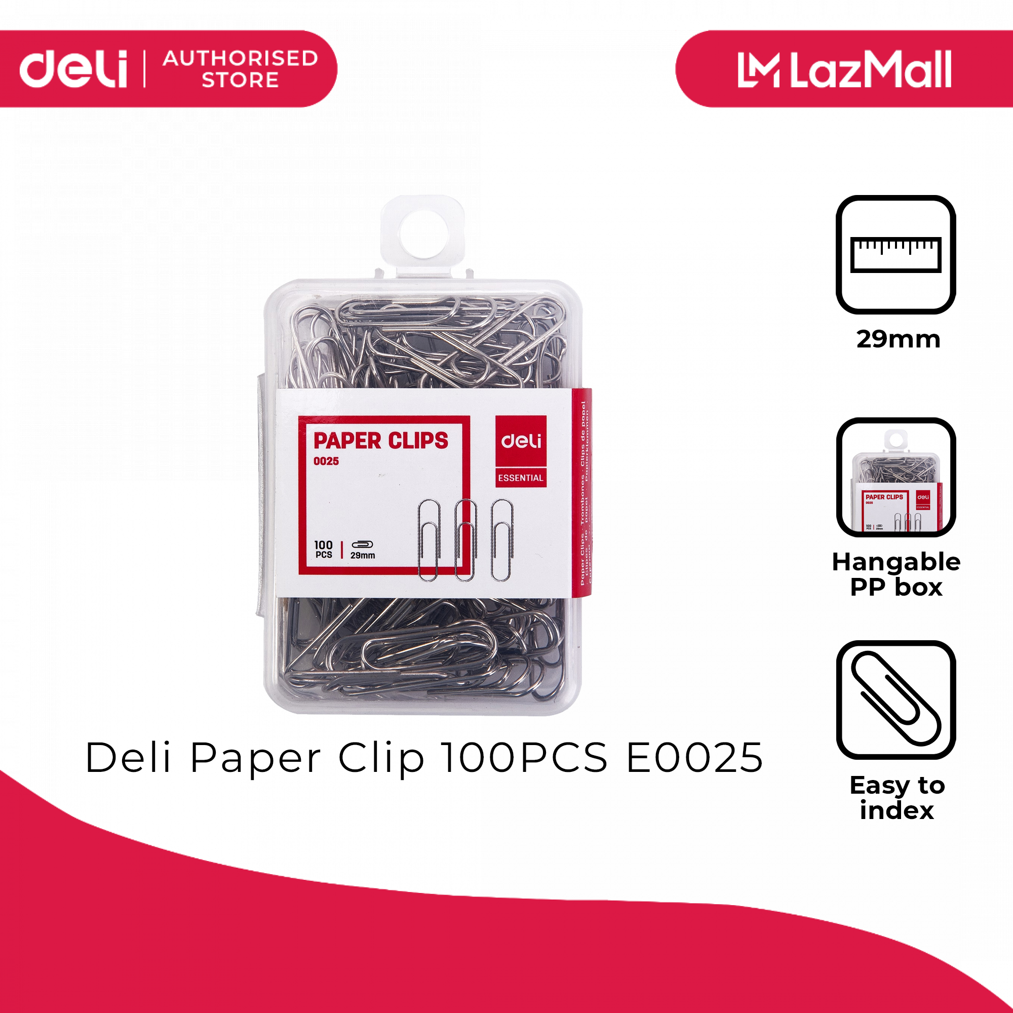 Deli Desktop Supplies Office Consumable Paper Clip 100pcs (1pc) E0025 ...