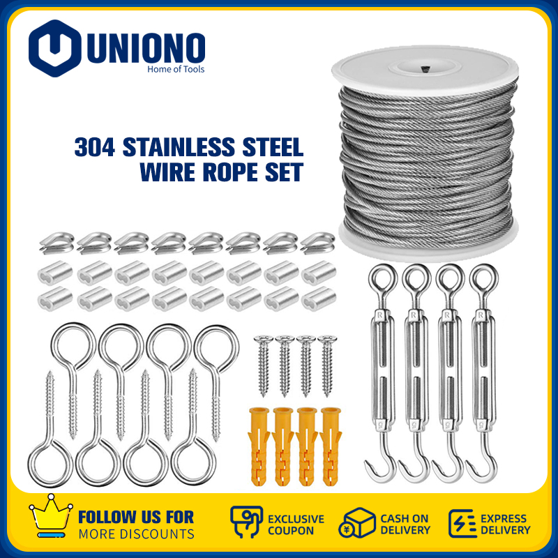 Uniono 1Set Multifunctional Wire Rope Kit Stainless Steel Cable Tent ...