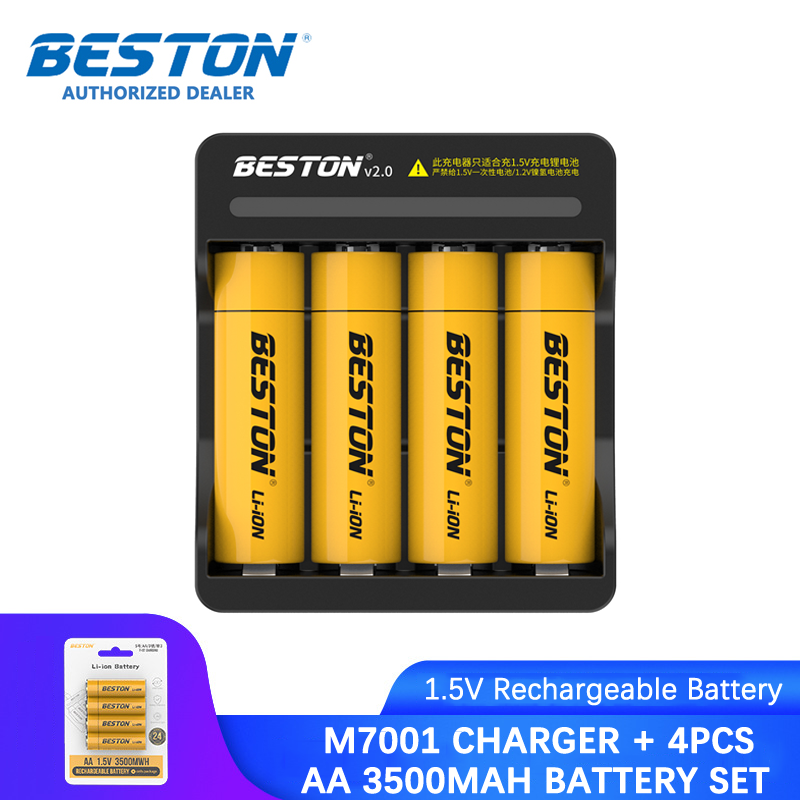 Beston Original Rechargeable Battery AA 1.5V Li-ion 3500mWh Rated ...