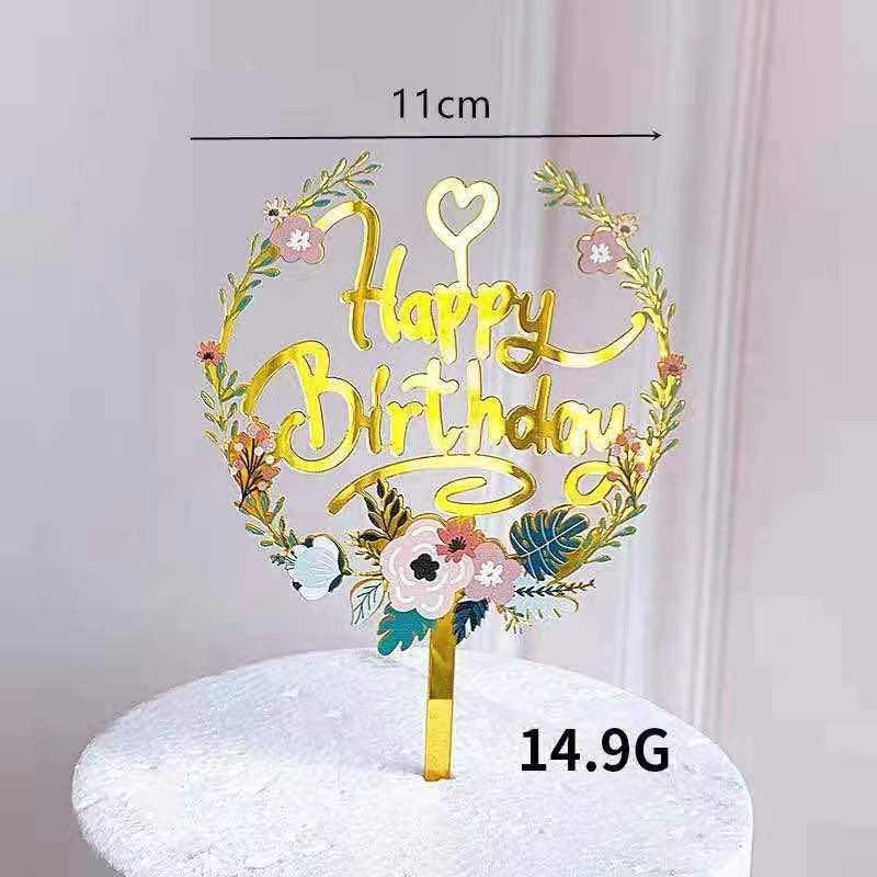 Floral Happy Birthday Acrylic Cake Topper | Lazada PH