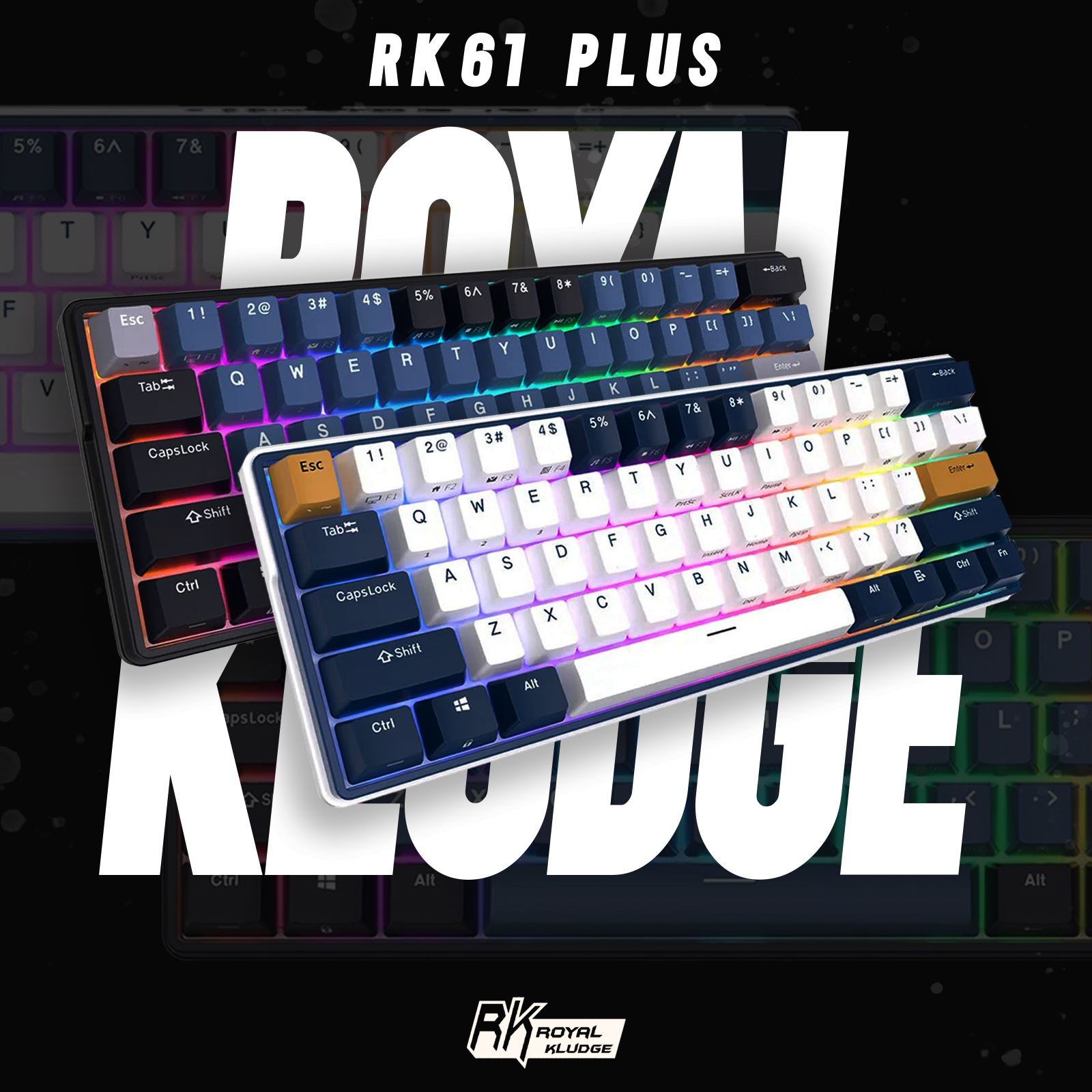 Royal Kludge RK61 Plus 61 keys 60% Tri-Modes Mechanical Keyboard ...