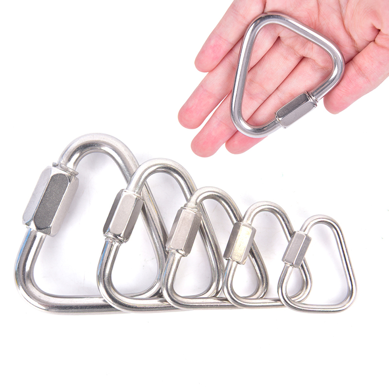 Bjgqga Triangle Carabiner Stainless Steel Keychain Snap Clip Hook ...