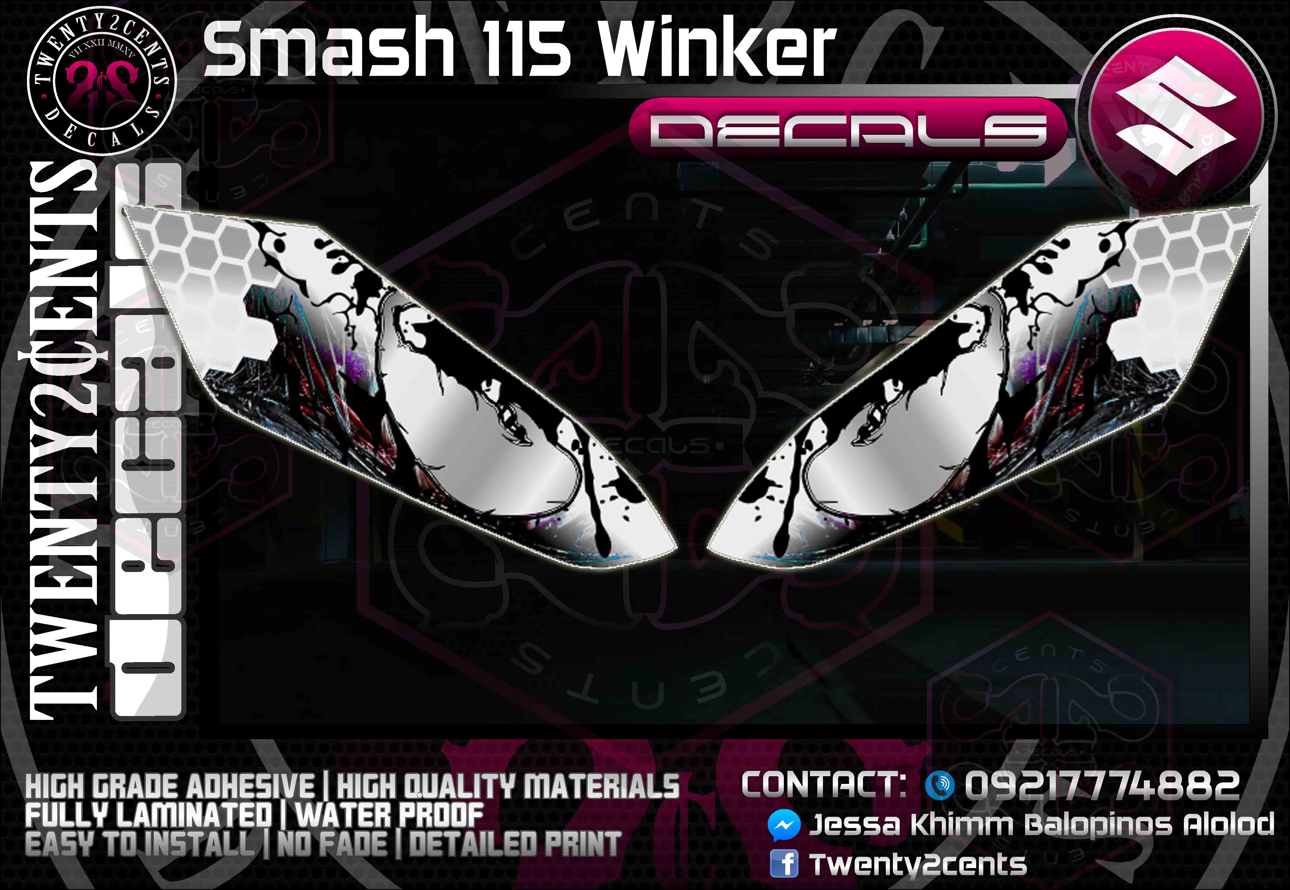 Transparent vinyl sticker decals for Suzuki Smash 115 motorcycle winker ...