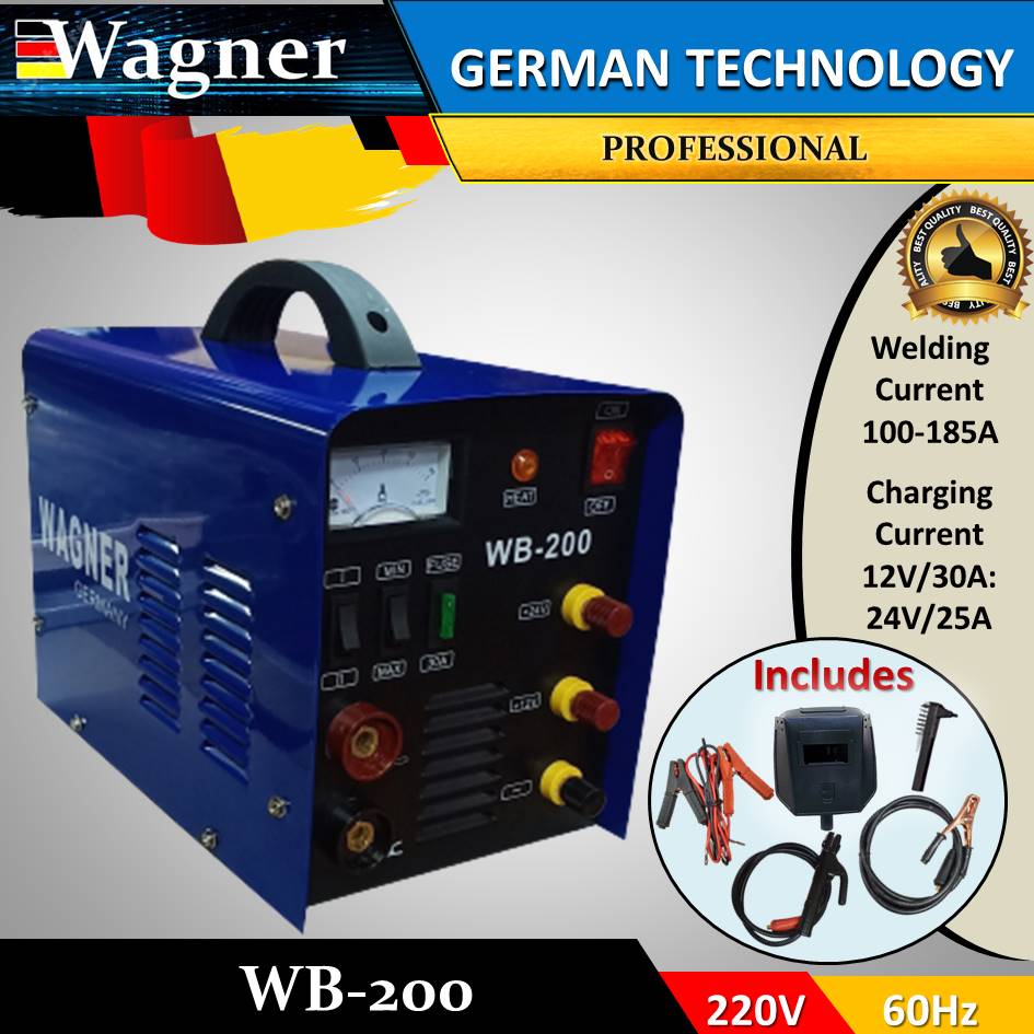 WAGNER Portable Welding Machine 200A with Battery Charger 2IN1 Set ...