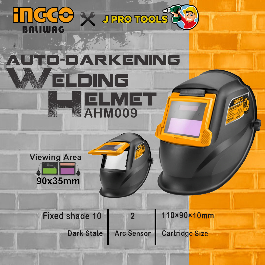 INGCO Solar Powered Auto Automatic Darkening Welding Helmet Mask Gear ...