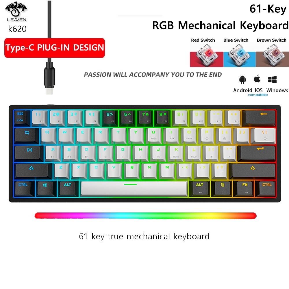 K880 K550 K28 K620 Mechanical Hotswappable Keyboard 87 104 61 Key For Computer Wired Gaming ...