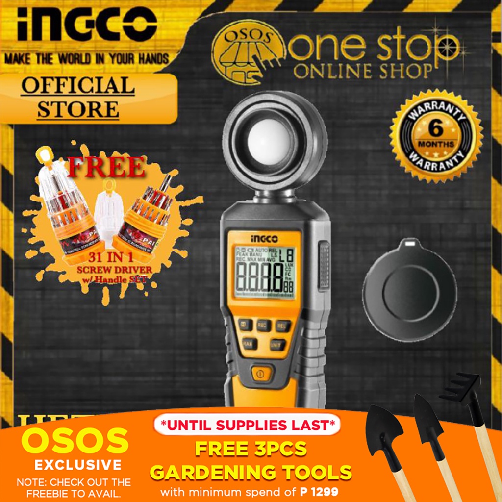 Ingco Original Digital LED Luxmeter Lux Meter 0~200000Lux HETLU01 •OSOS ...