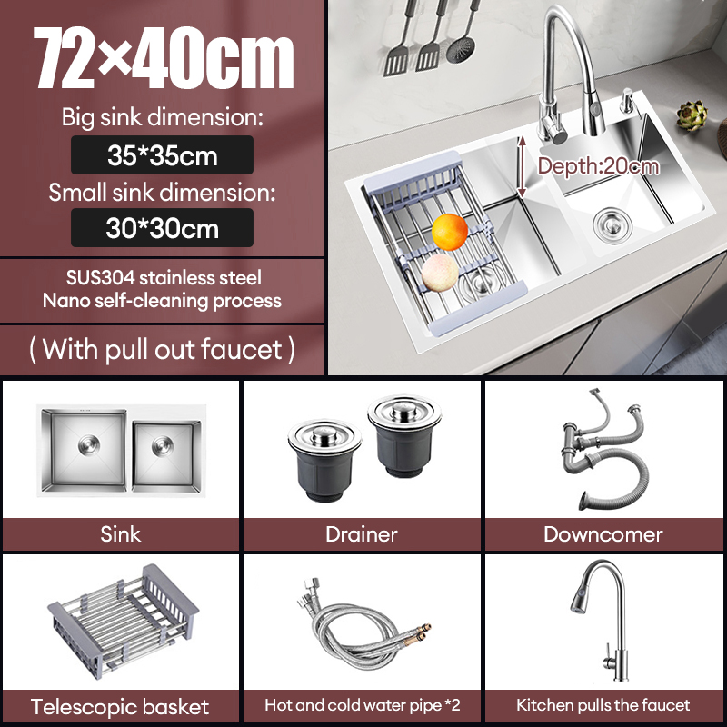 KEVE Sink Stainless for Kitchen Double Sink Heavy Duty Small Single ...