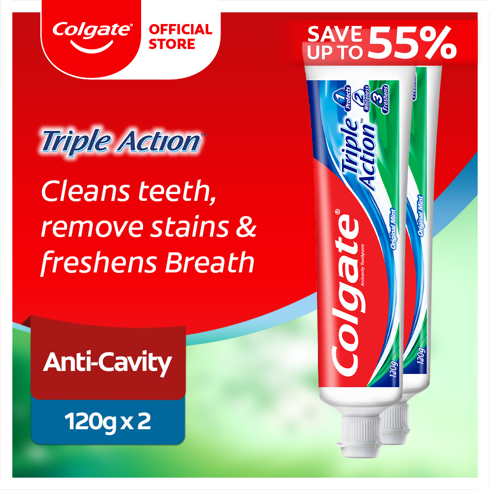 Colgate Triple Action Anti-Cavity Family Toothpaste 120g Twin Pack ...
