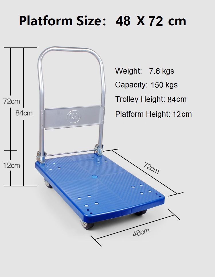 Foldable Platform Trolley For Heavy Weight Heavy Duty Push Cart 90*60cm ...