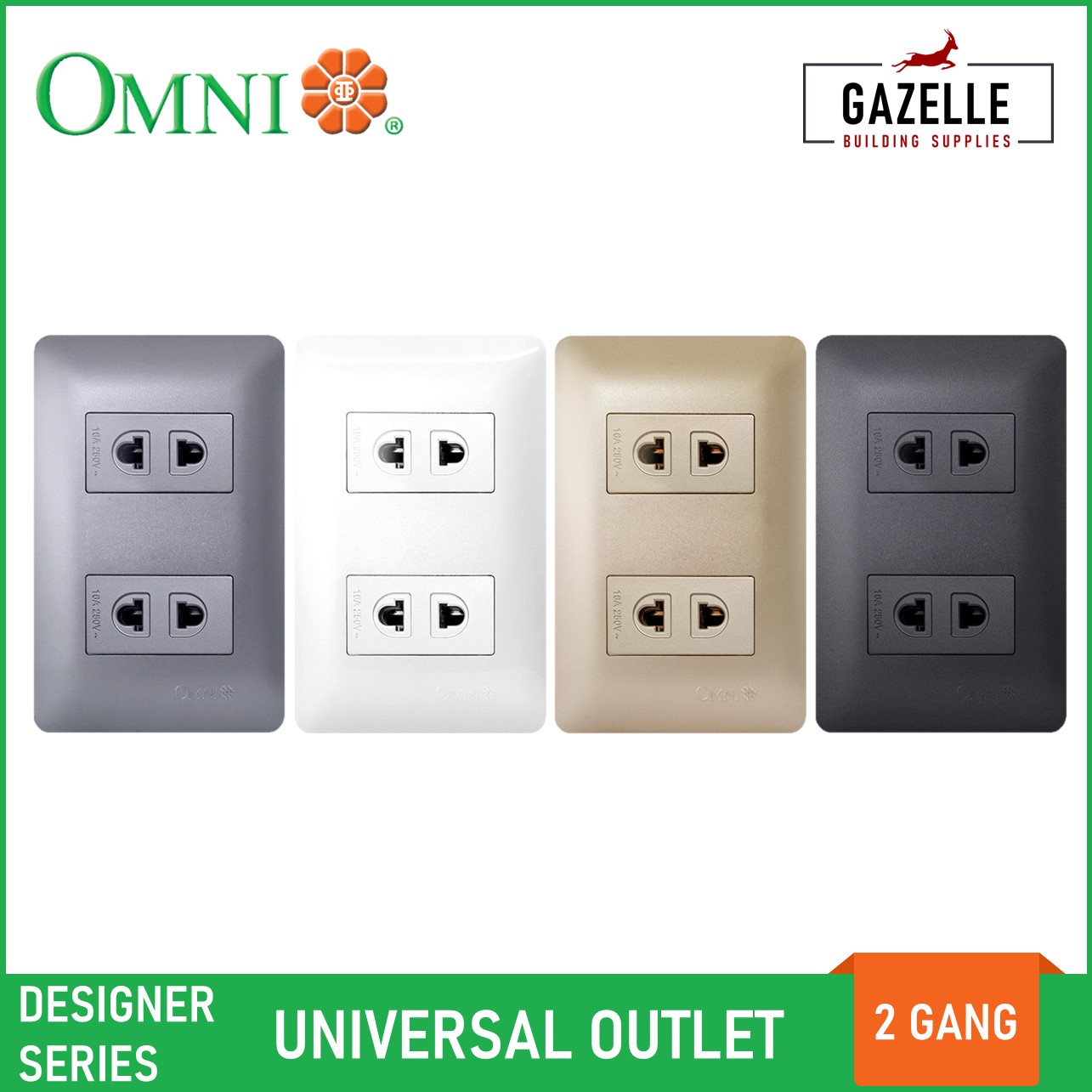 Omni Designer Series Universal and USB outlet Sets 16A - 1 / 2 / 3 Gang ...