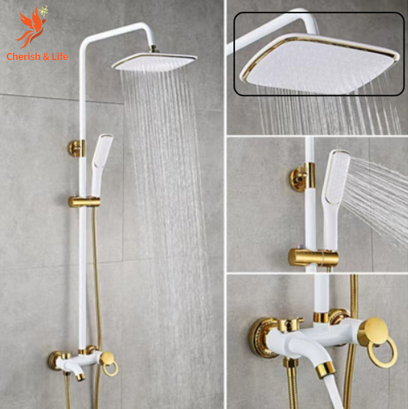 Cherish & Life Bathroom Premium Shower Set with Faucet （3 in 1）-Brass ...