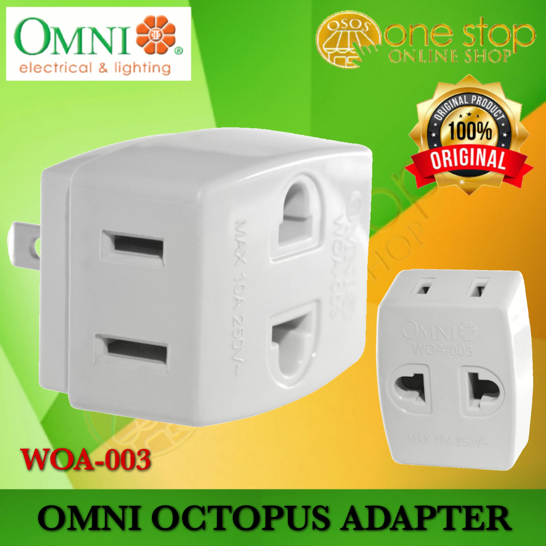 Omni Original Octopus Adapter Triple Tap to Flat Pin Plug Adaptor ...