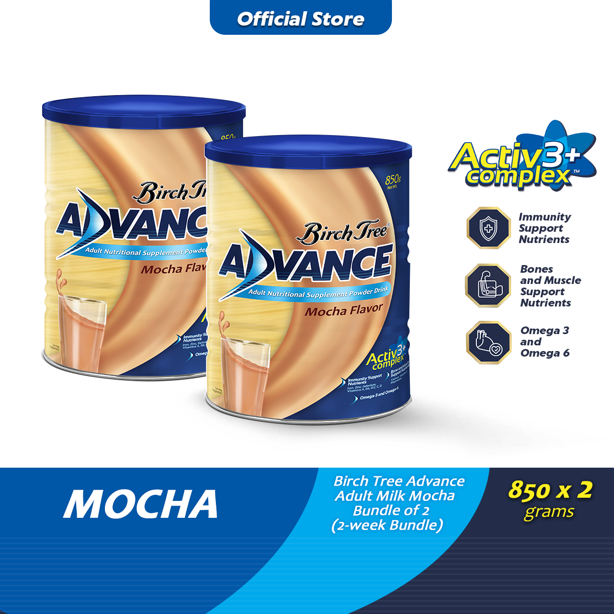 Birch Tree Advance Adult Powdered Milk Mocha 850g Bundle of 2 (2-week ...