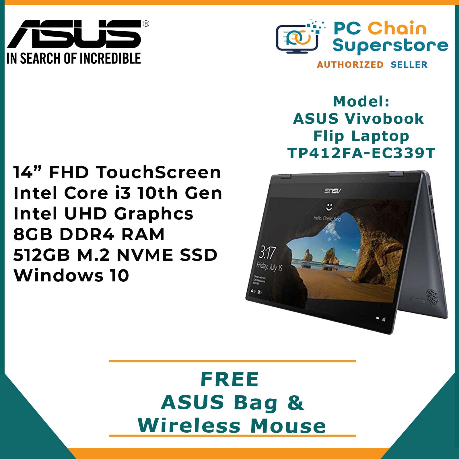 Asus VivoBook Flip 14 TP412FA-EC339T - 14" FHD Touchscreen | Intel Core ...