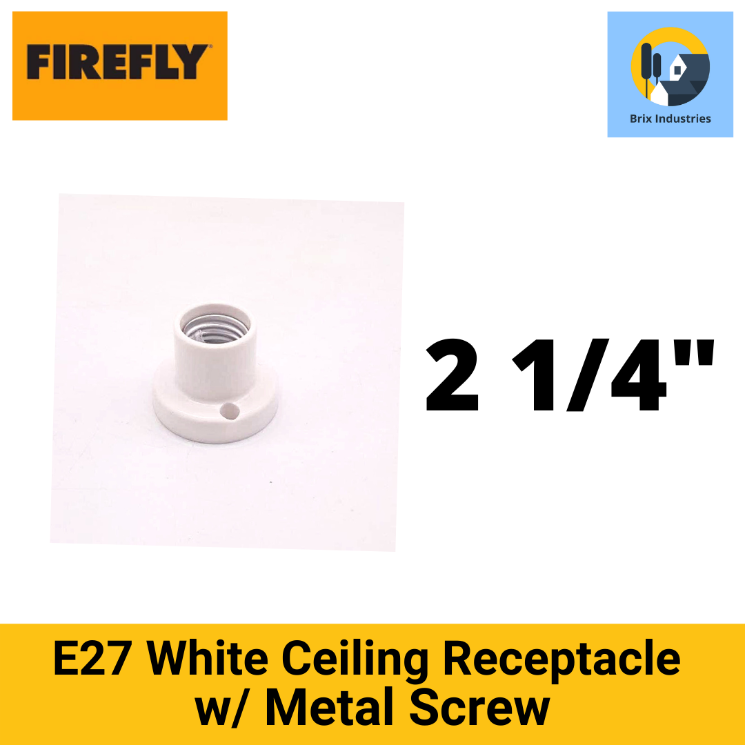 Firefly E27 White Ceiling Receptacle with Metal Screws 2-1/4 3-1/2 or 4 ...