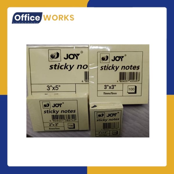 Joy Sticky Note 3x5 / 3x3 / 2x3 / 2x1.5 100 pcs per pads | Lazada PH