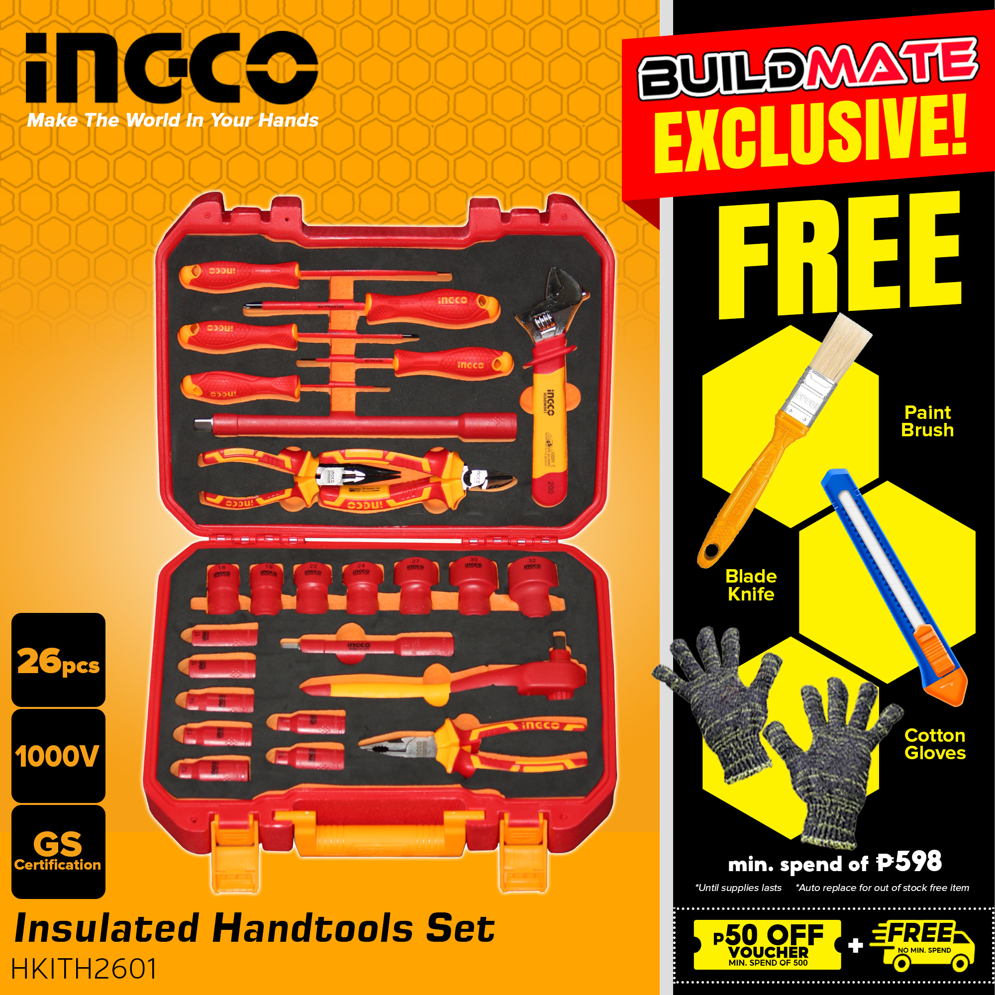 INGCO 26PCS/SET Insulated Hand Tools Set HKITH2601 - BUILDMATE - IHT ...