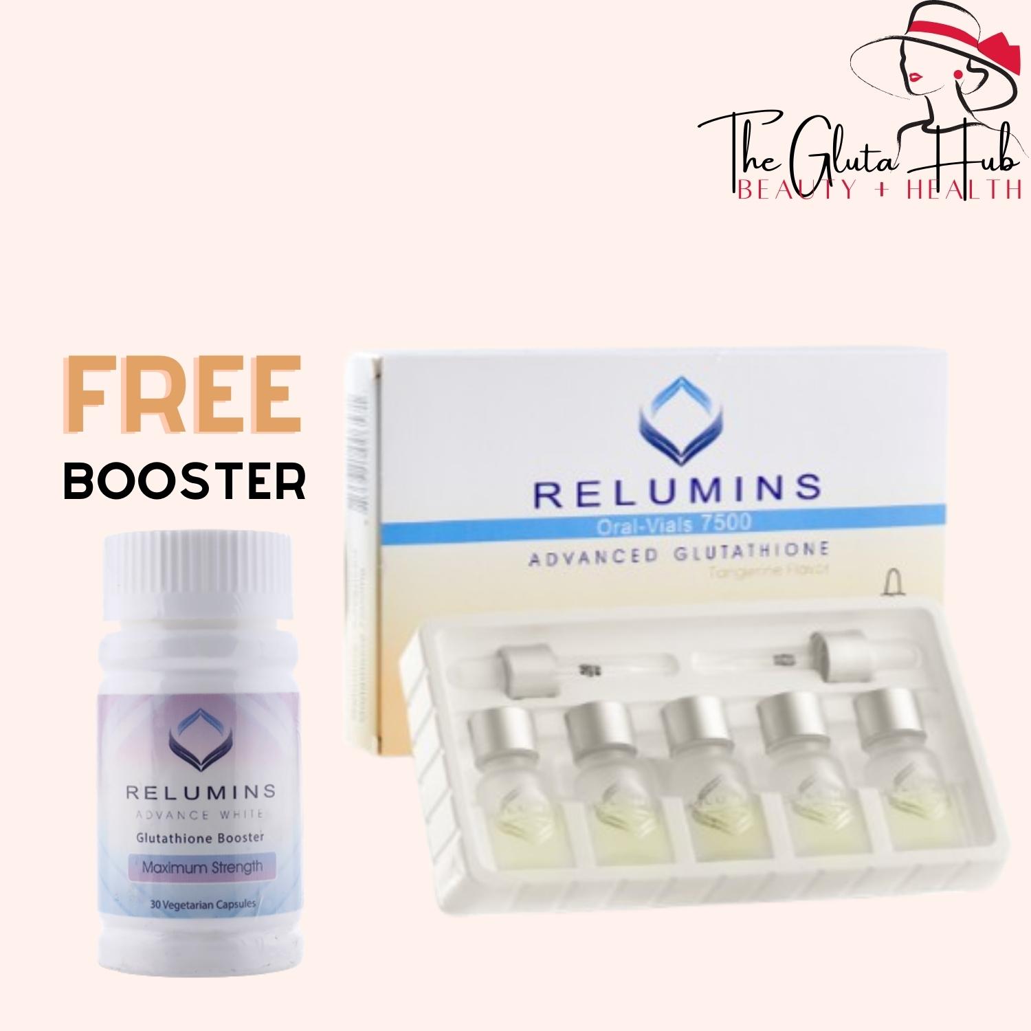 Relumins Advanced Glutathione 7500mg Sublingual 5 Oral Vials With ...