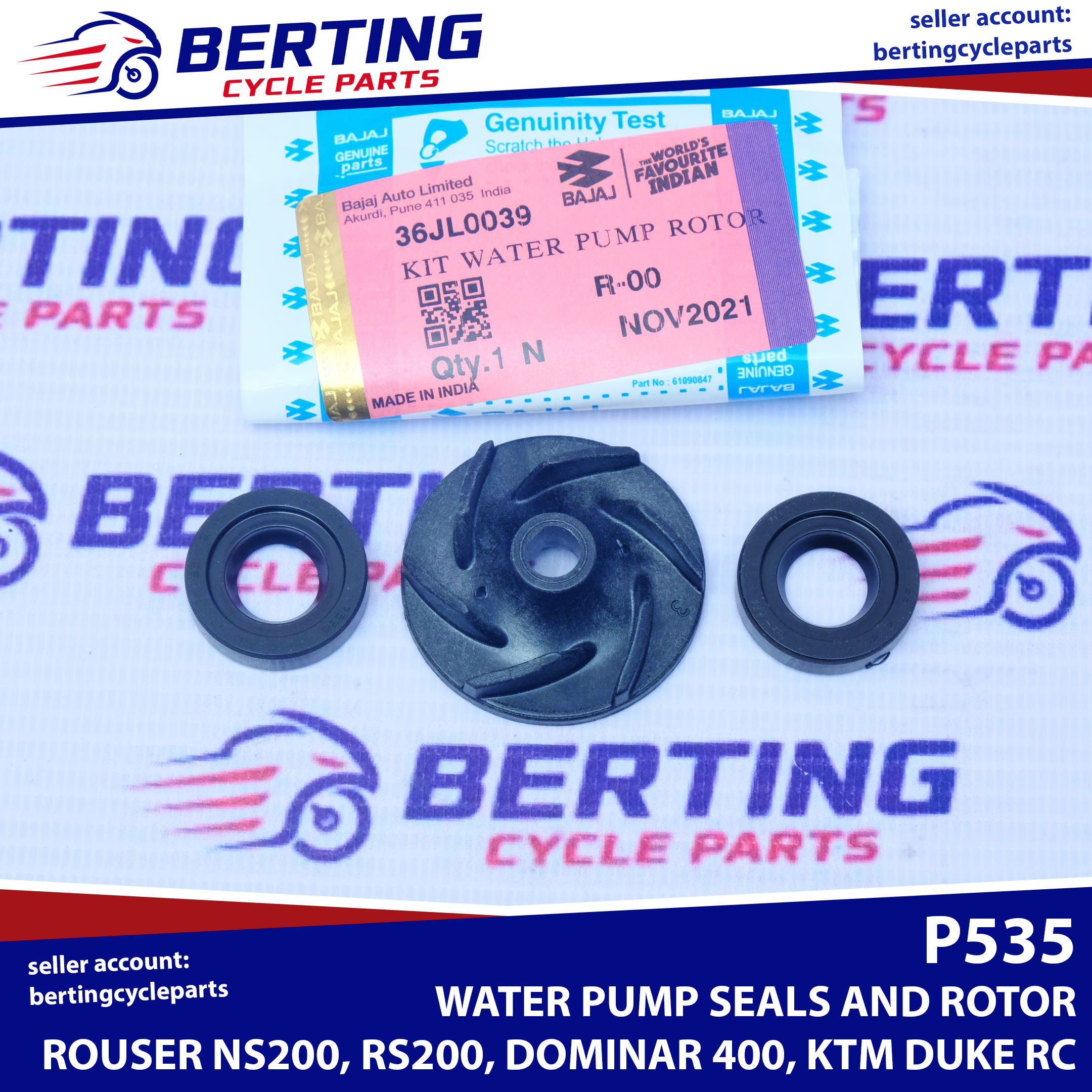 KIT WATER PUMP ROTOR SEAL CNG Rouser NS200 RS200 Dominar 400 KTM Duke ...