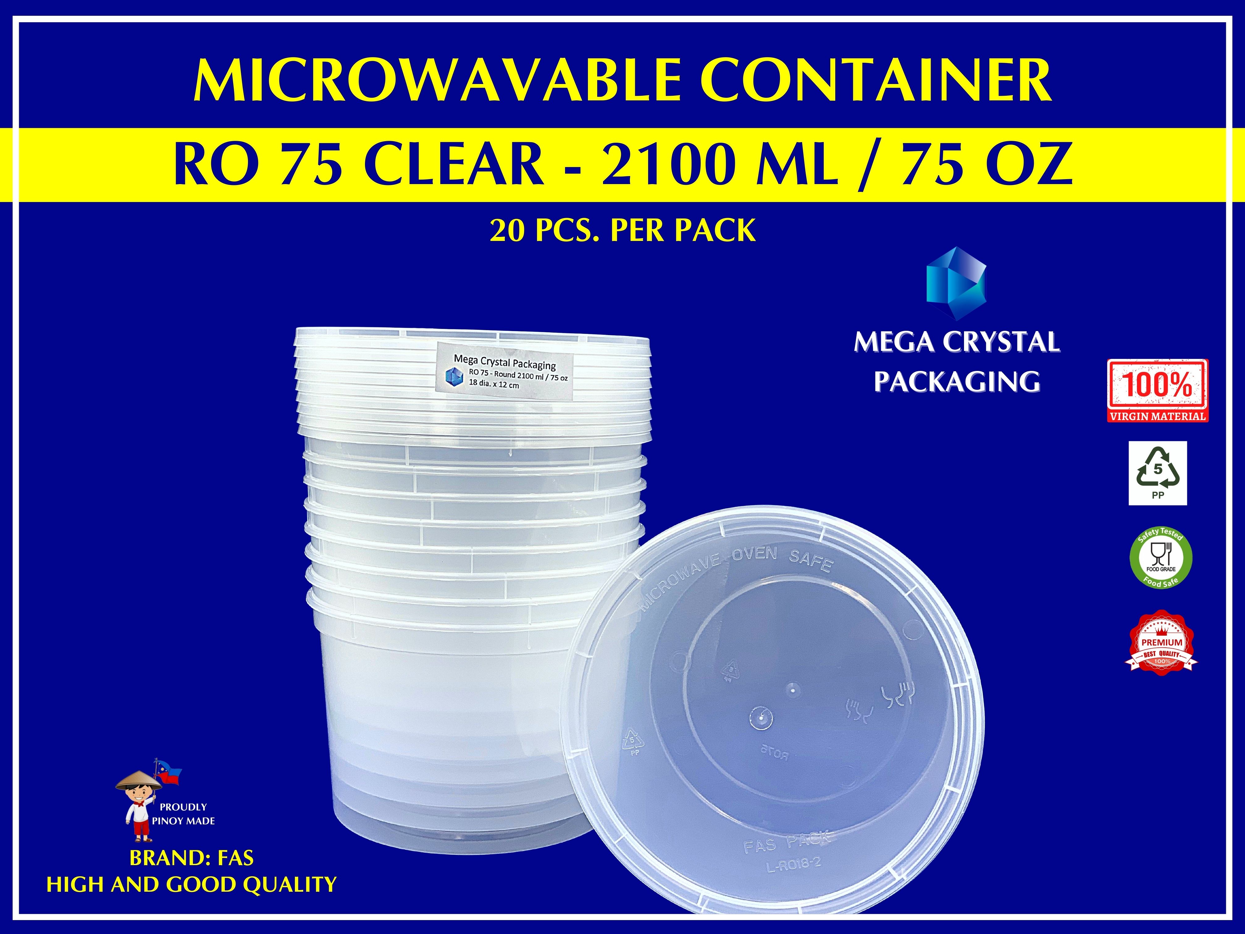 [ 20 Pcs ] Microwavable Container Round RO 75 - 2100 ml CLEAR | Lazada PH