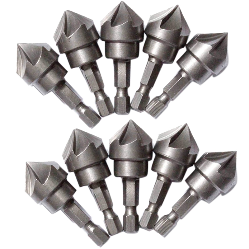 10Pcs 90 Degree Countersink Drill Chamfer Bit 1/4 inch Hex Shank 6 ...