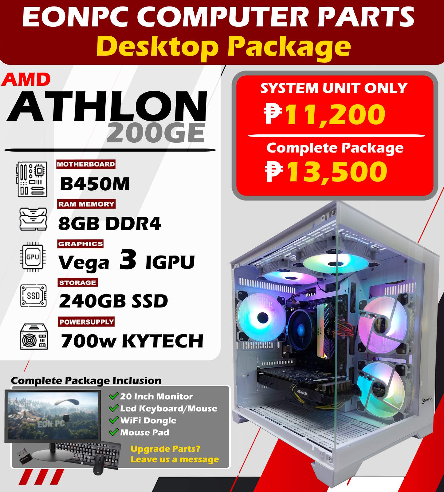 "BUDGET DESKTOP PC COMPUTER COMPLETE PACKAGE ROBIN MINI GLASS CASE ...