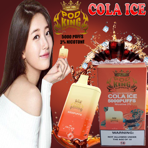 POD KING SUPREME Rechargeable Disposable PUFF PLUS ( COLA ICE) 5000 ...