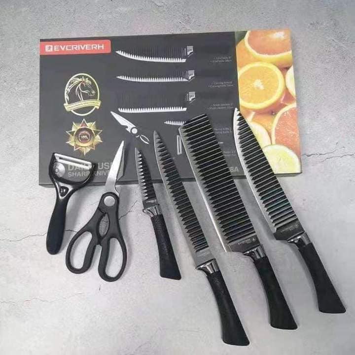 CQW Kitchen Buck Knife Set 5 Chef Knives Set Vegetable and Meat Cleaver ...