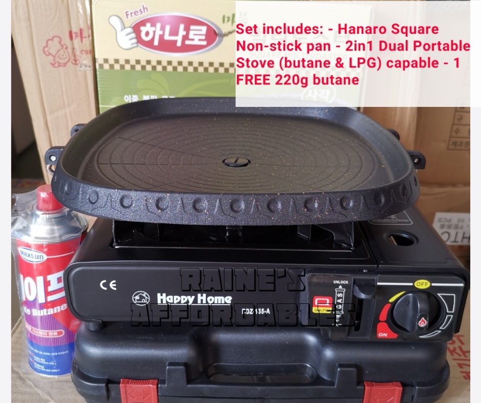 Samgy Set Hanaro Square Pan 2in1 Dual Portable Stove and Free Butane ...