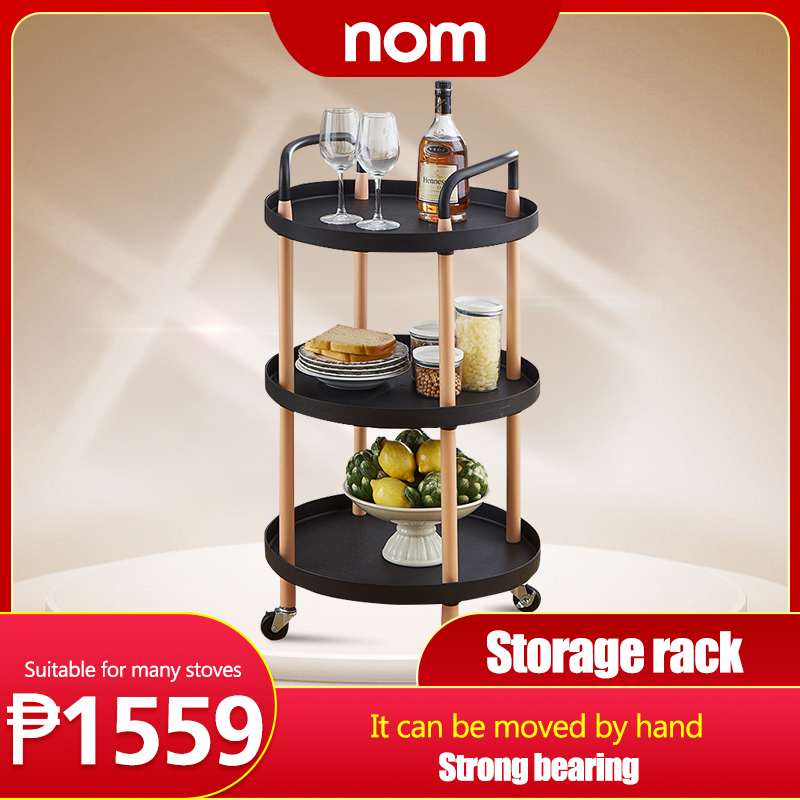 mobile cart Tea set rack Kitchen living room storage rack Mobile, three ...