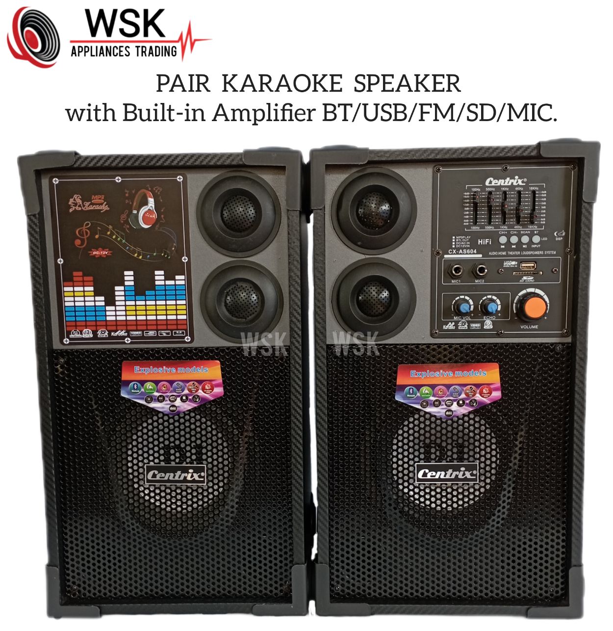 Centrix CX-AS604 Professional Indoor/Outdoor Pair Speaker with Built-In ...