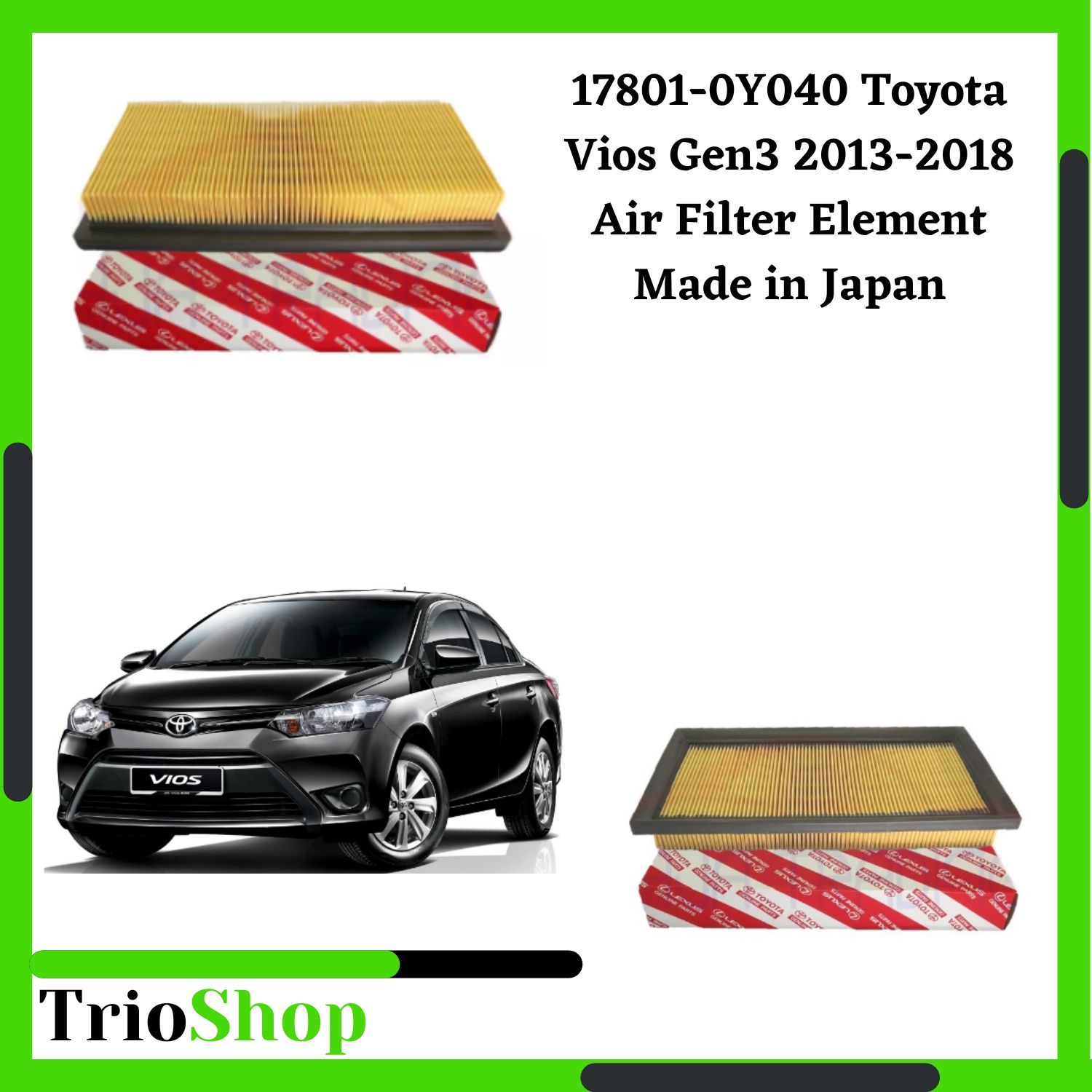 17801-0Y040 Air Filter for Toyota Vios Gen3/Gen4 (2014-2022) Toyota ...