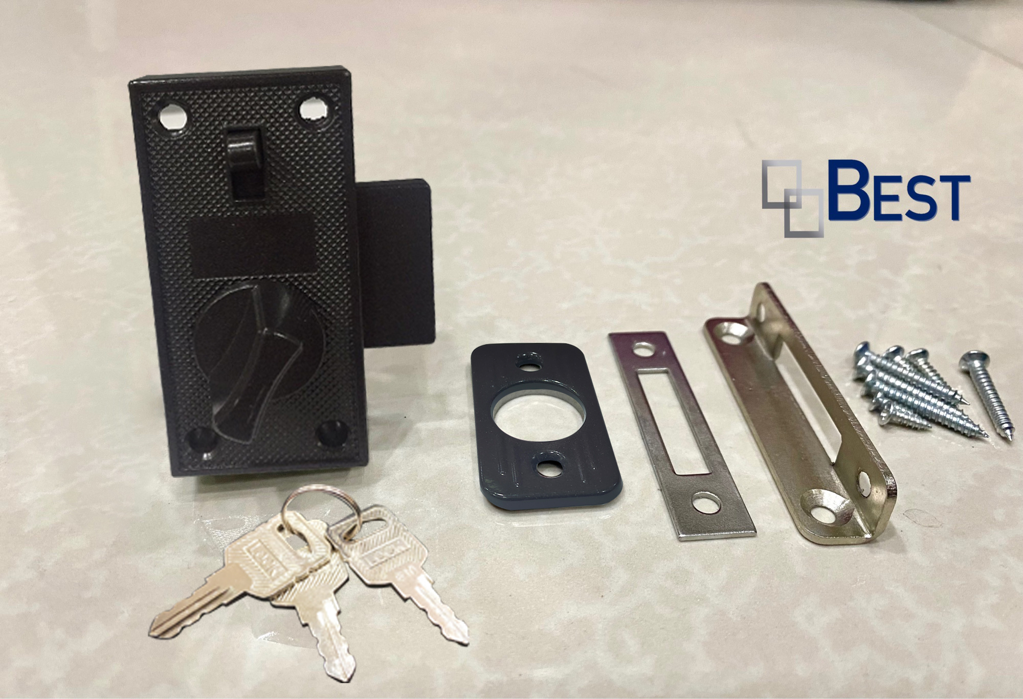 Alpha Lock *WITH SCREWS* Aluminum Screen Door Lock Silver Black Rim ...