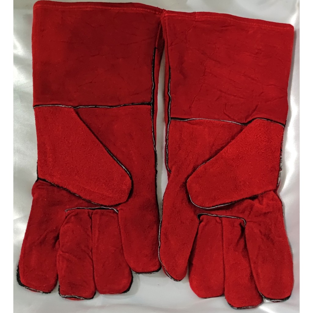 2dzCOD [#220] Leather Welding Gloves Red 14" Hand Protection Safety ...