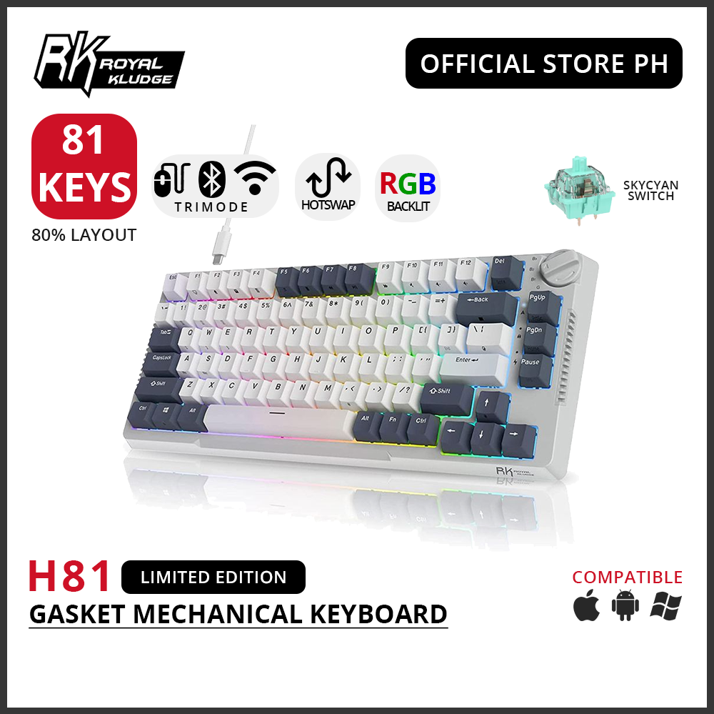 RK H81 RK Royal Kludge 81 Key Gasket Structure Tri-mode RGB Wired ...