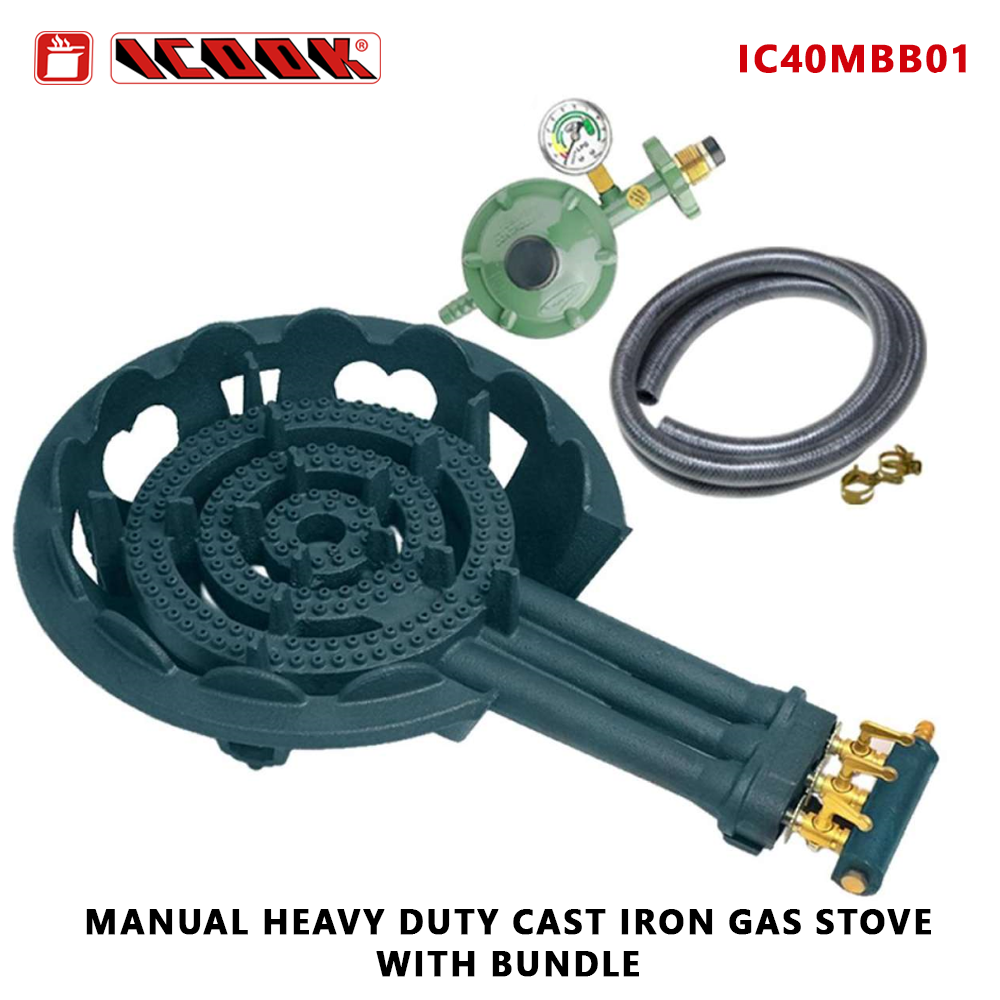 Manual Gas Stove Heavy Duty Cast Iron 3-way iCook IC-40M with LPG Gas ...
