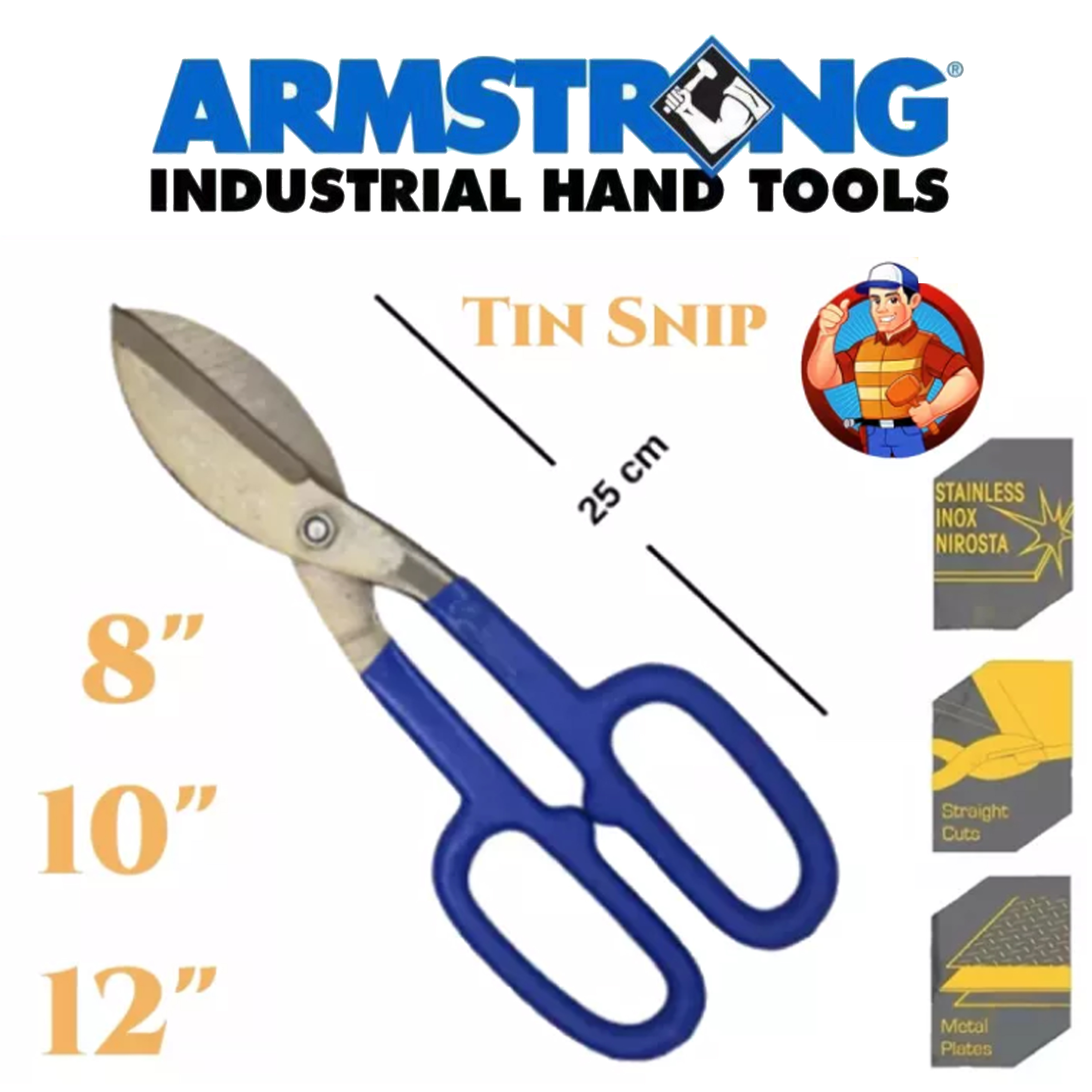 Armstrong Tin Snip Heavy Duty 8" ,10" ,12" Gunting Yero or Scissors for ...